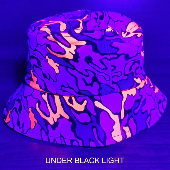 Accessories | Blacklight Reactive Neon Camo Bucket Hat Bright Color ...